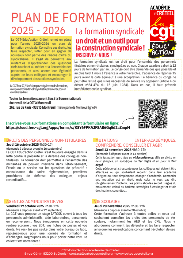 Plan de formation académique - 2025 2026